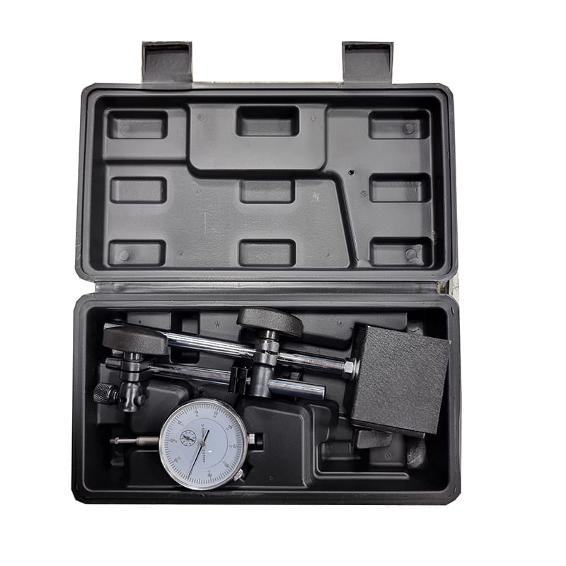 Base magnética + reloj comparador 0–10 mm (0,01 mm) Sampro